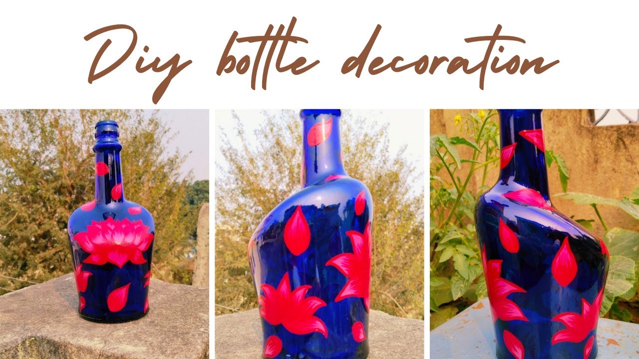 Very easy and simple bottle art || Antiquity blue bottle art - YouTube