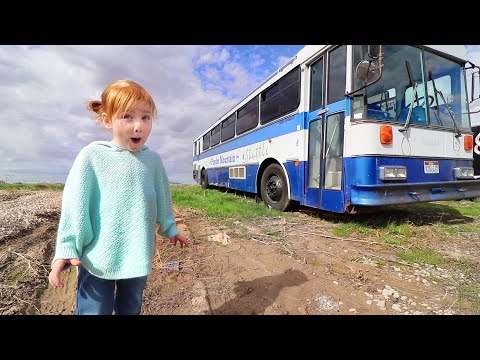 ABANDONED BUS!! Found a hidden surprise in the spacestation backyard with Adley!