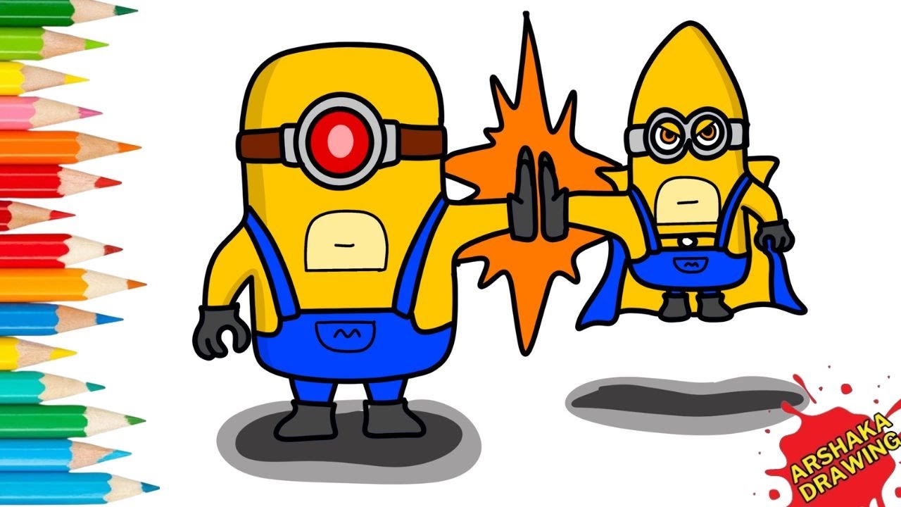 Drawing Mega Minions Mel and Gus from Despicable Me 4 Easy | How to ...