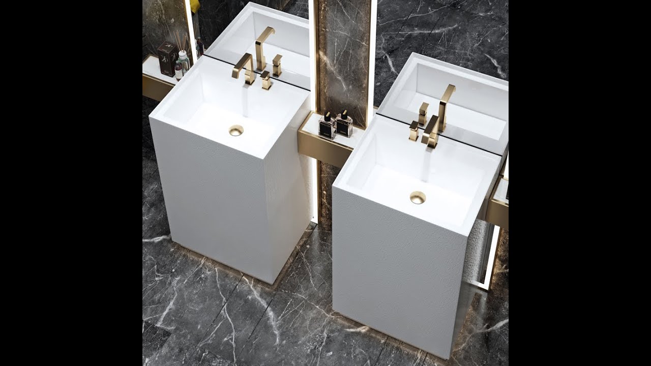HONDAO - Freestanding Pedestal Bathroom Sinks Solid surface Pedestal ...