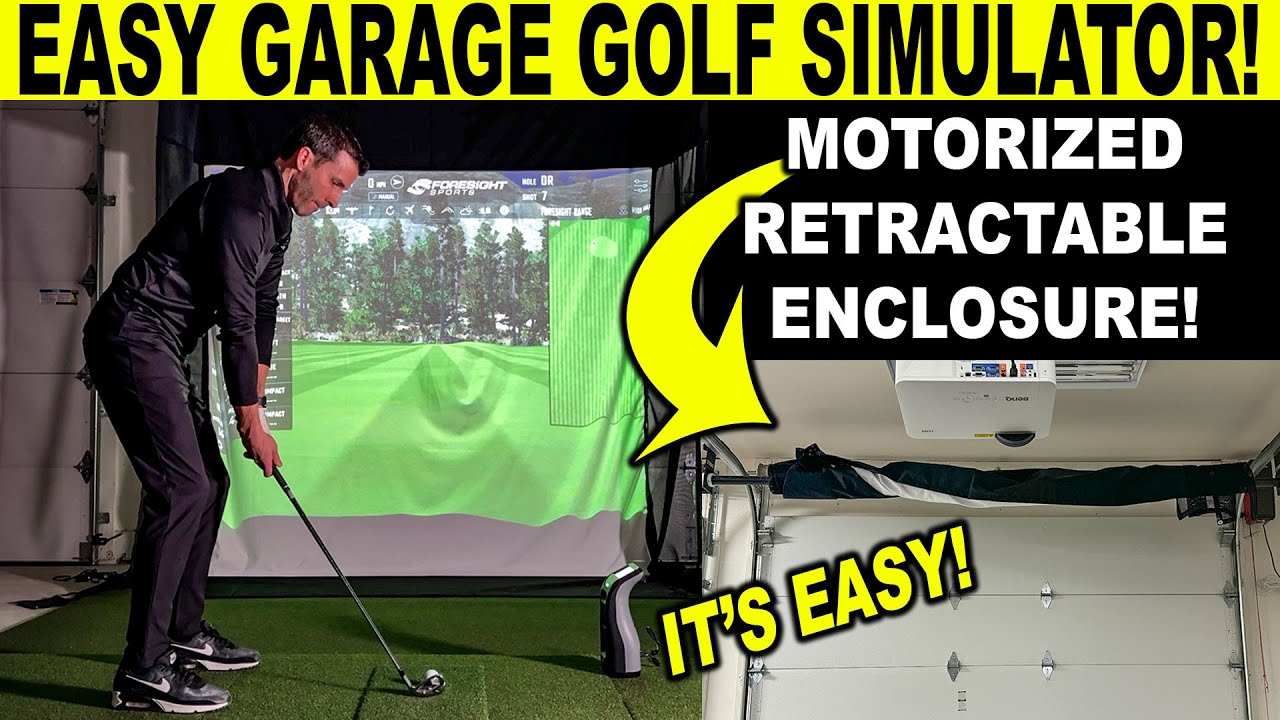 Ultimate Garage Golf Simulator Setup! Gtrak Retractable Golf Screen ...