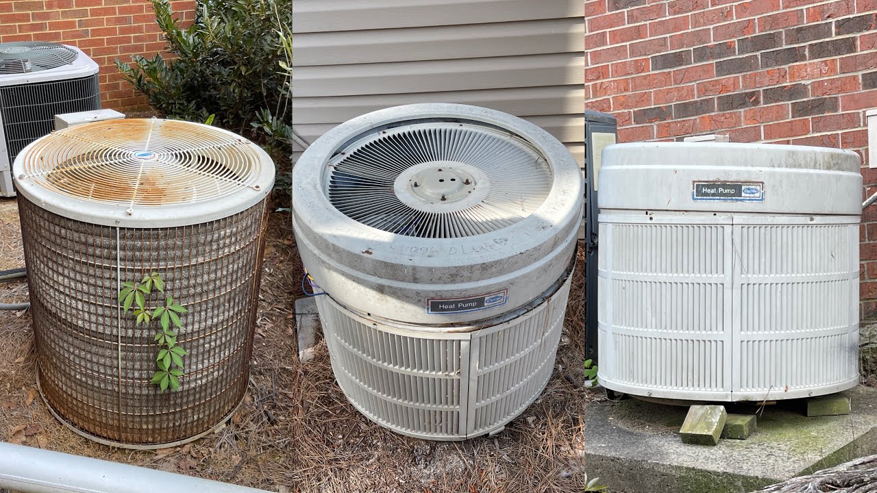 Three Vintage Carrier Round One Heat Pumps - YouTube