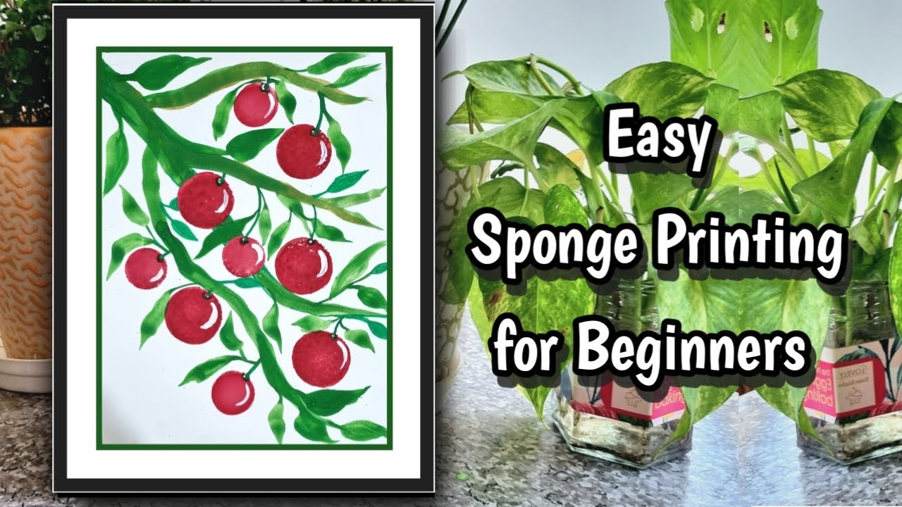 Easy Sponge Painting for Beginners II Printing Technique II Spong ...