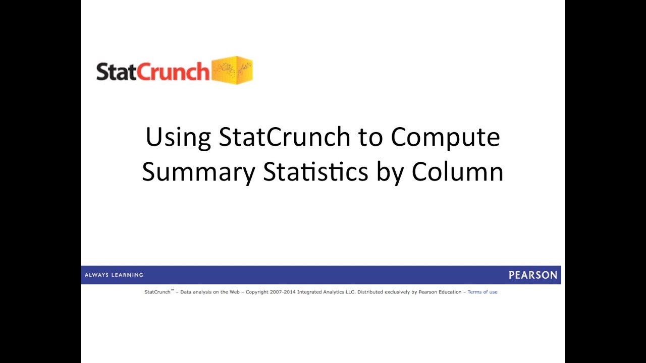 StatCrunch: Computing Summary Statistics for Columns - YouTube