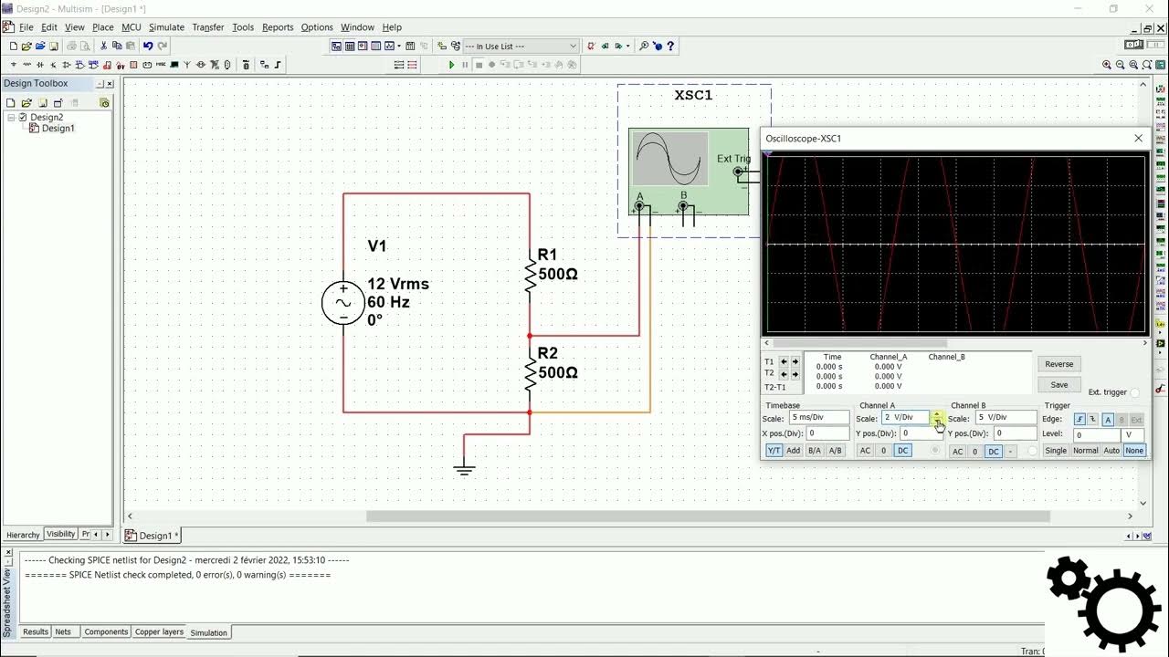 Multisim oscilloscope | Comment utiliser l'oscilloscope sur Multisim - YouTube
