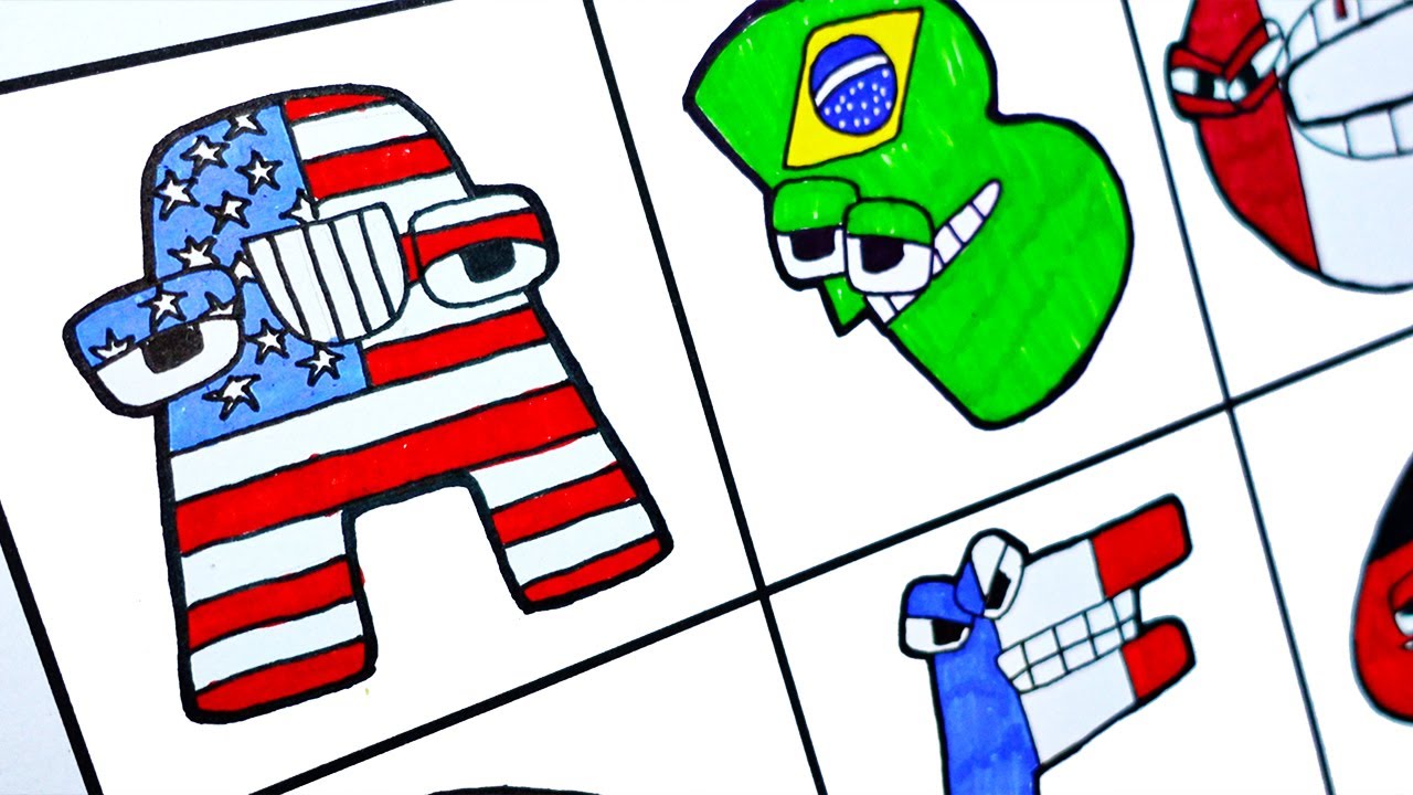 Drawing Alphabet Lore But Flag A B C D F G - YouTube