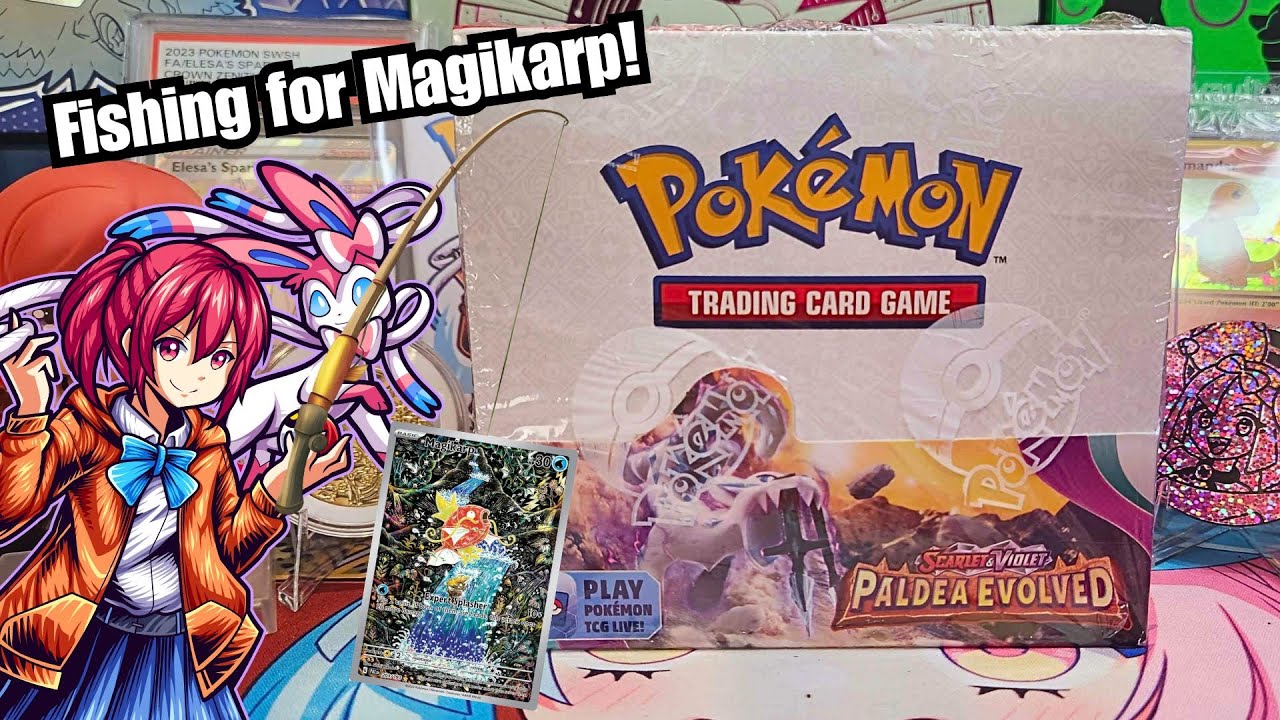 Fishing for Magikarp in Pokemon Paldea Evolved Booster Box - YouTube