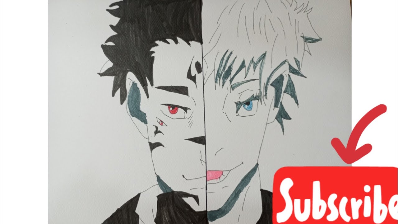 How to draw Gojo vs Sukuna || step by step || Jujutsu kaisen - YouTube