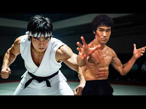 Crazy Fight Scenes💥Bruce Lee VS. three karate masters! Knocks them down with one punch #Kung Fu