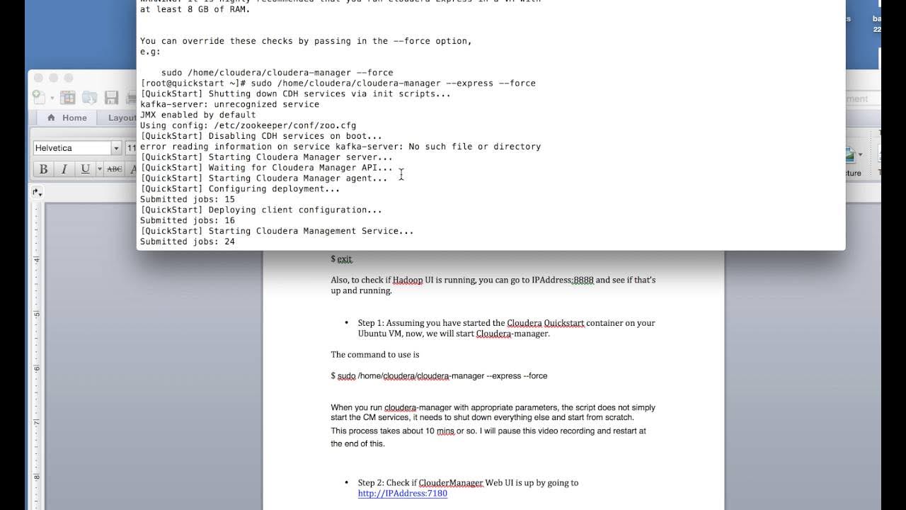 Cloudera QuickStart - Starting Cloudera Manager on already running Docker Container - Part 2 ...
