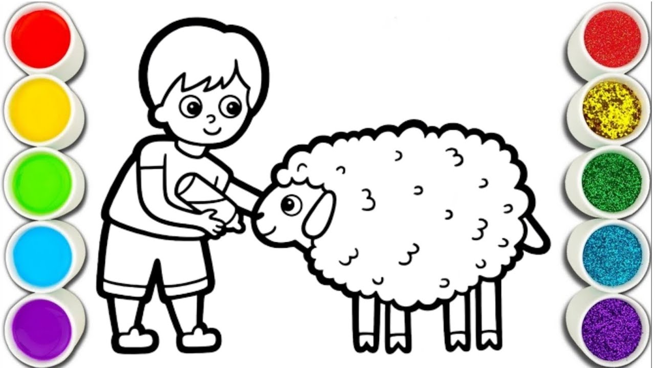Lamb Feeding Picture Drawing for Kids and Toddlers| Easy Drawing ...