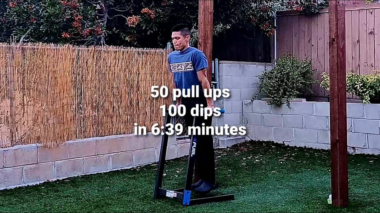 5MD with 50 pull ups and 100 parallel bar dips in 6:39 minutes! - YouTube