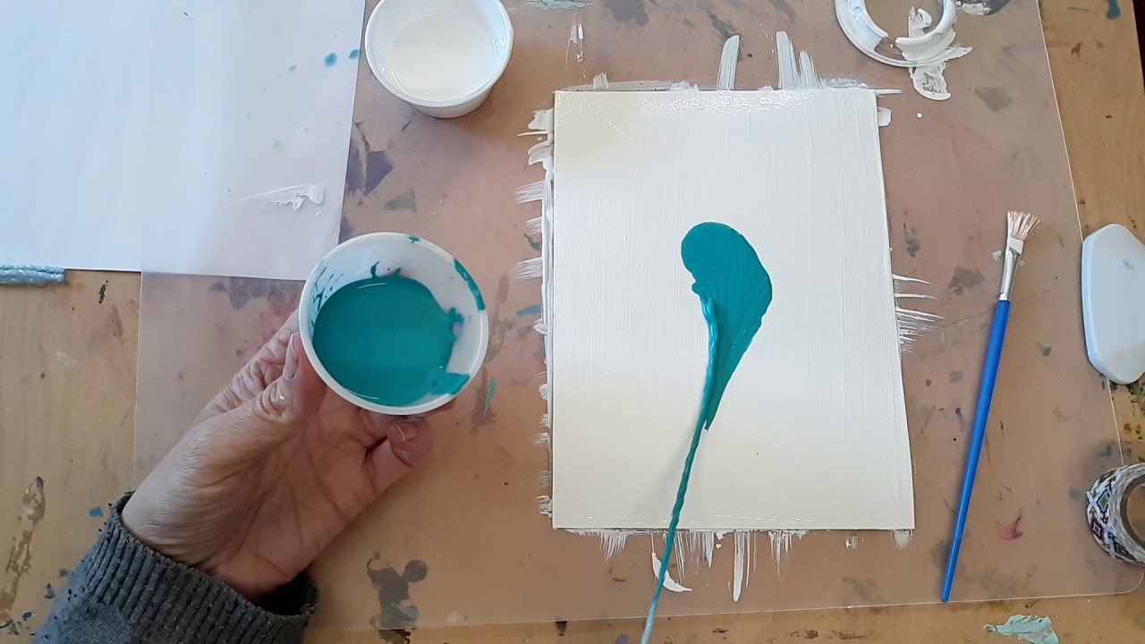 Fluid Acrylic String Pull Technique - YouTube