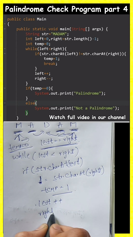 Palindrome Program In Java In Telugu Part 4 Dsa Palindrome Coding