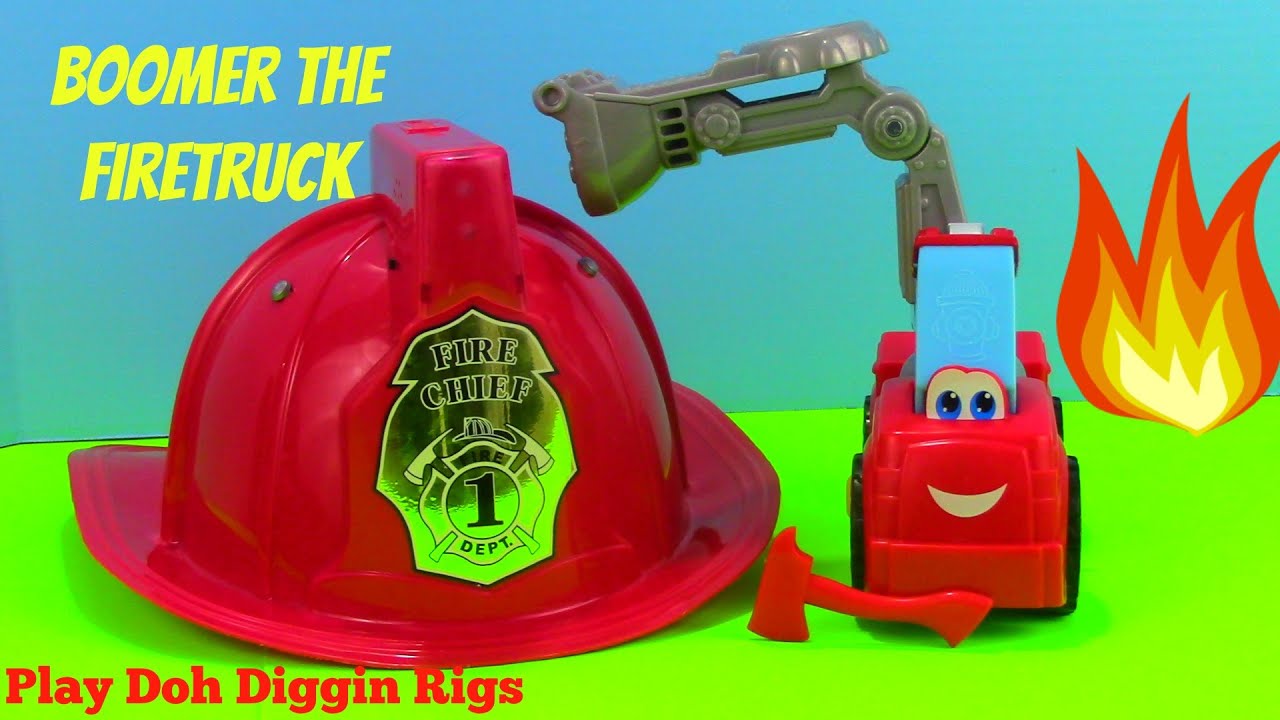 Play Doh Diggin Rigs Boomer the Fire Truck for Children - YouTube