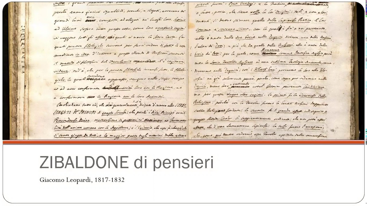 Lo ZIBALDONE di Giacomo Leopardi: introduzione all’opera (01) - YouTube