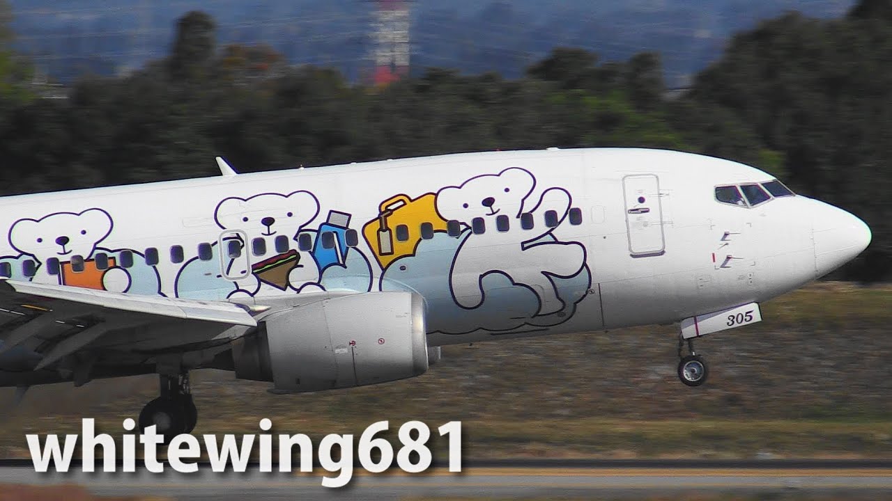 ["Bear Do Dream" Livery] AIR DO Boeing 737-500 JA305K LANDING TOYAMA ...