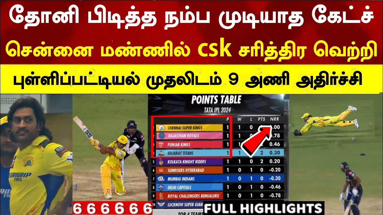 Dhoni takes unbelievable catch csk beat gt & moved top pointsable | csk ...