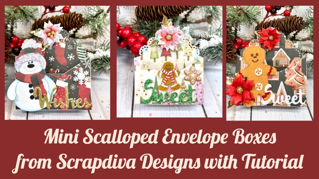 Mini Scalloped Envelope Boxes from Scrapdiva Designs with Tutorial - YouTube