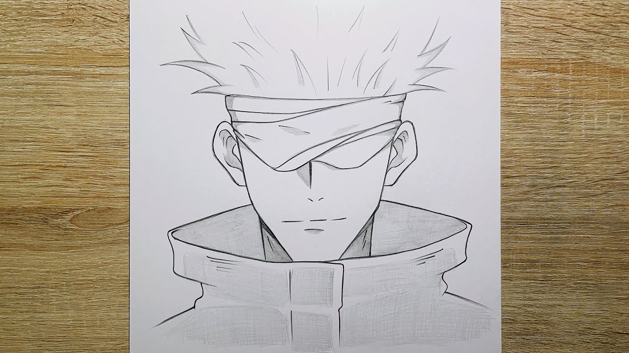 GOJO SATORU drawing for beginners | GOJO SATORU drawing tutorial easy ...
