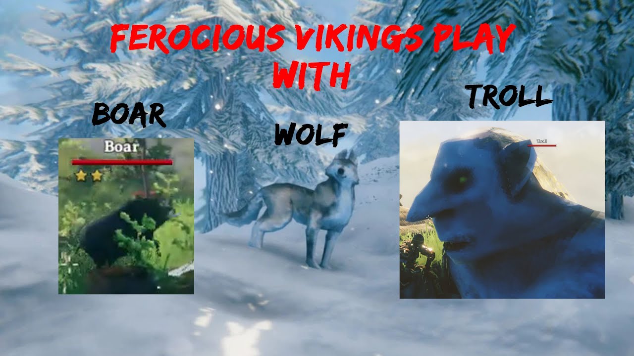 Ferocious Vikings Play with a Boar, Troll and Wolves - YouTube