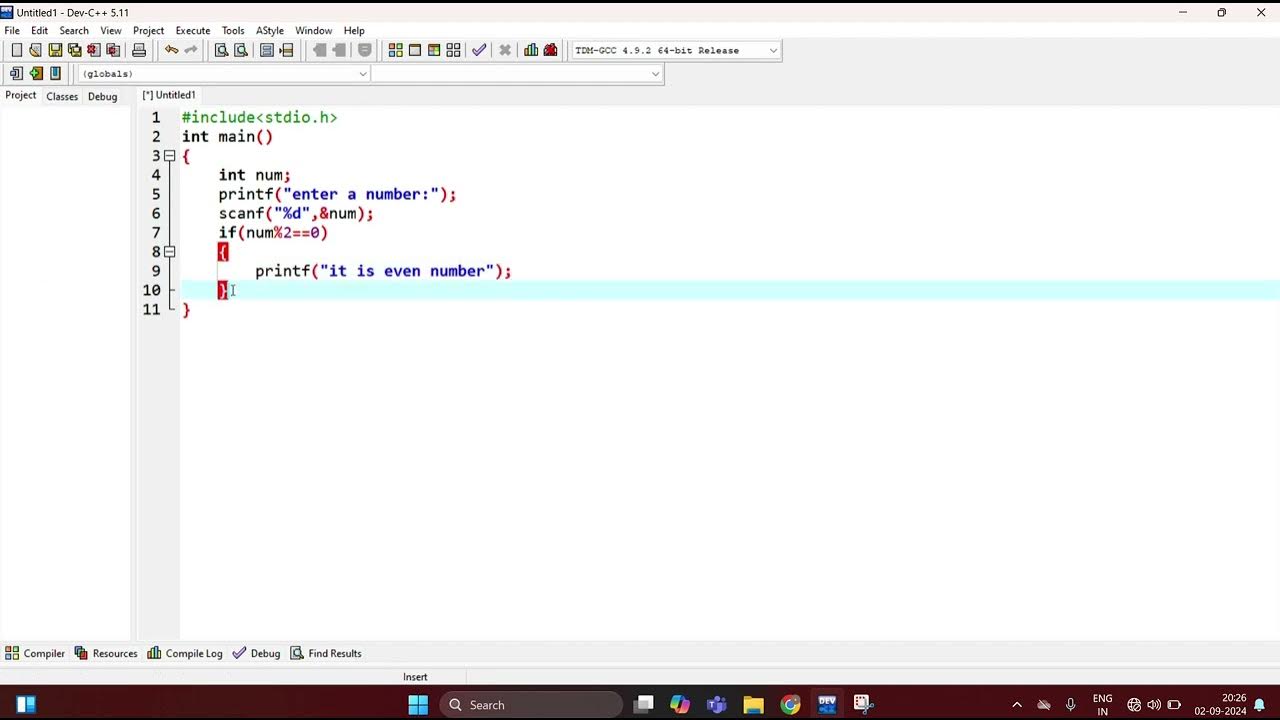 Check whether the given number is odd or even using C Programming - YouTube