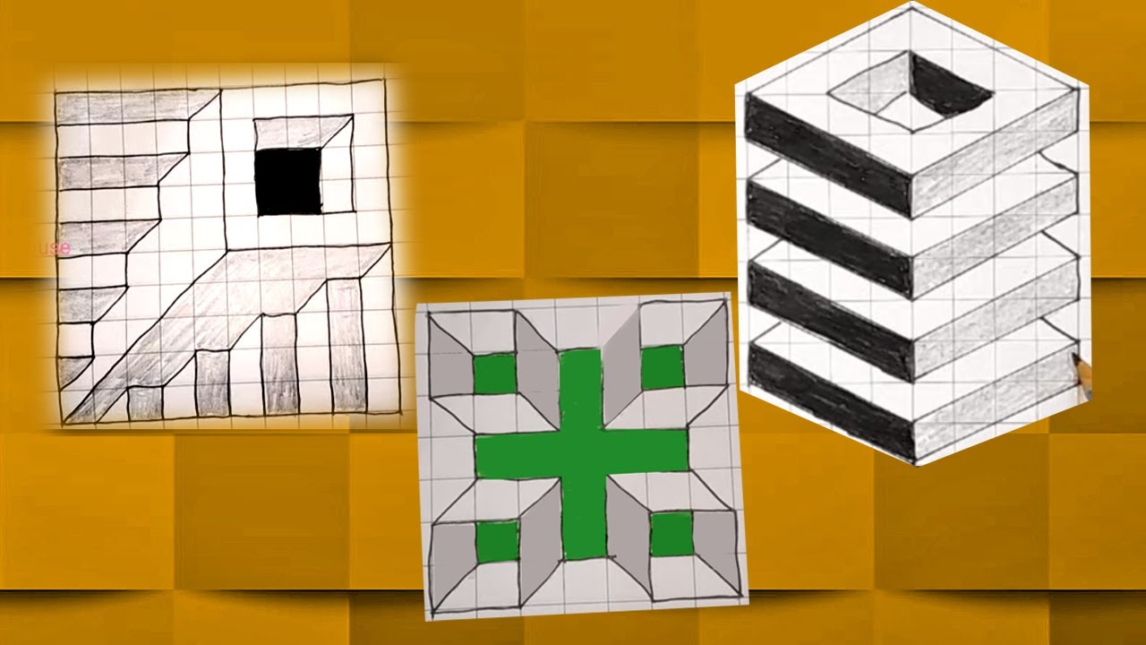 Easy 3D Drawing Tutorial | 3d Optical illusion | 3D Graph Drawing (Part ...