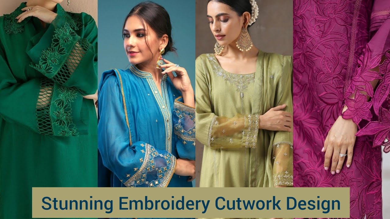 Stunning Embroidery Cutwork Design | Sleeves Cutwork Embroidery | Dress ...