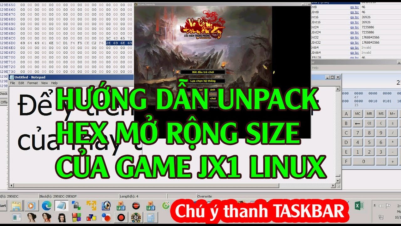 Hướng dẫn Hex Unpack bằng x64 debug và HxD để mở rộng cửa sổ game JX1 Linux - YouTube