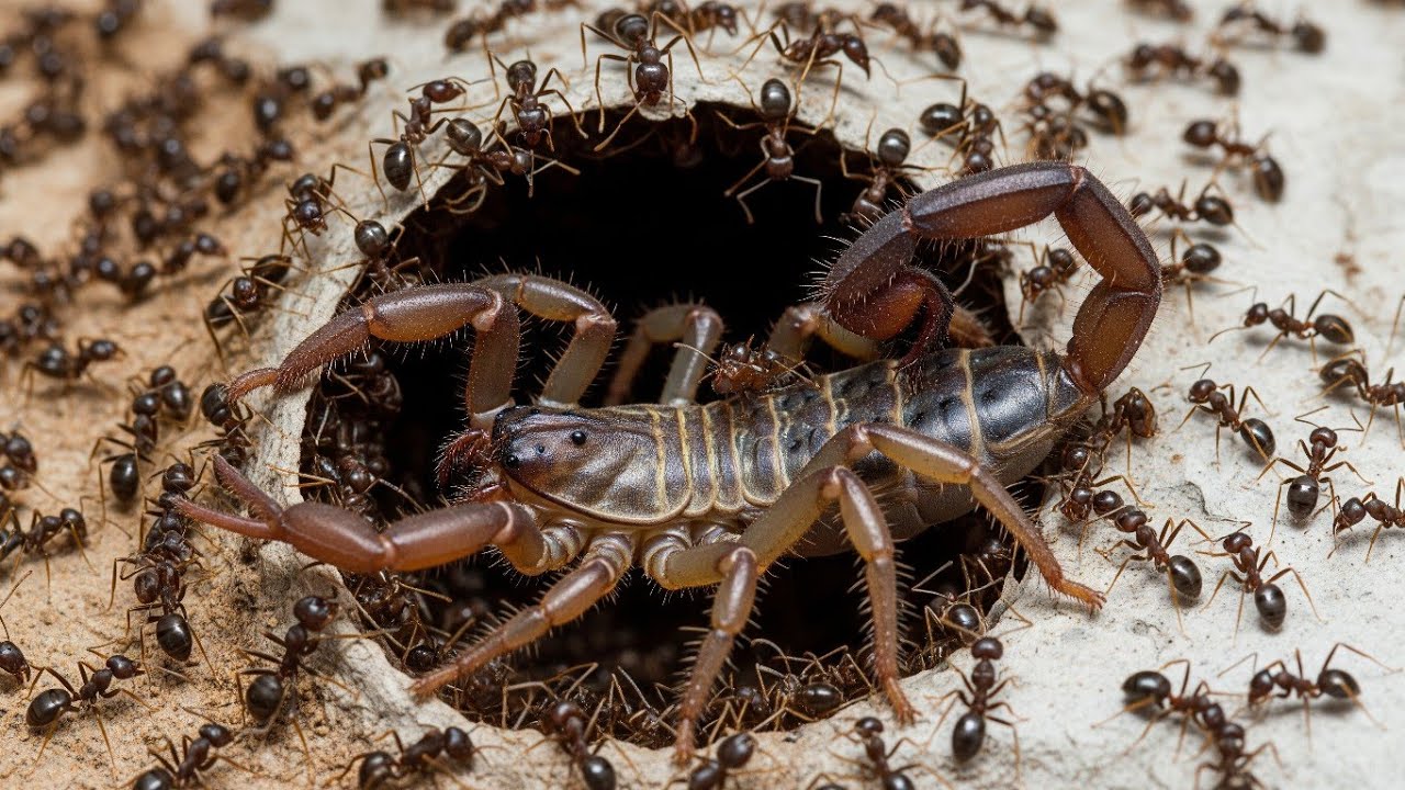 WRONG HOLE! Scorpion Attacked by THOUSANDS of Ants! - YouTube