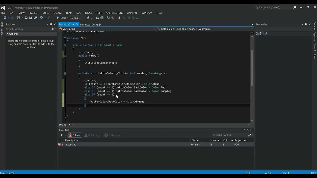 Hướng dẫn sử dụng CSharp, Timer, nút nhấn tạo thay đổi màu sắc - YouTube