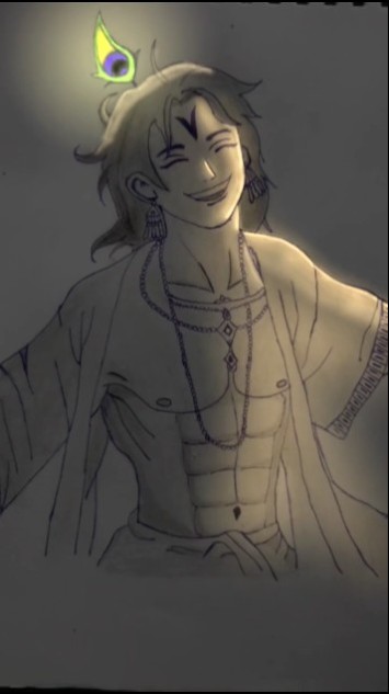 Lord krishna anime style drawing #anime #lordkrishna #glowart #shorts ...
