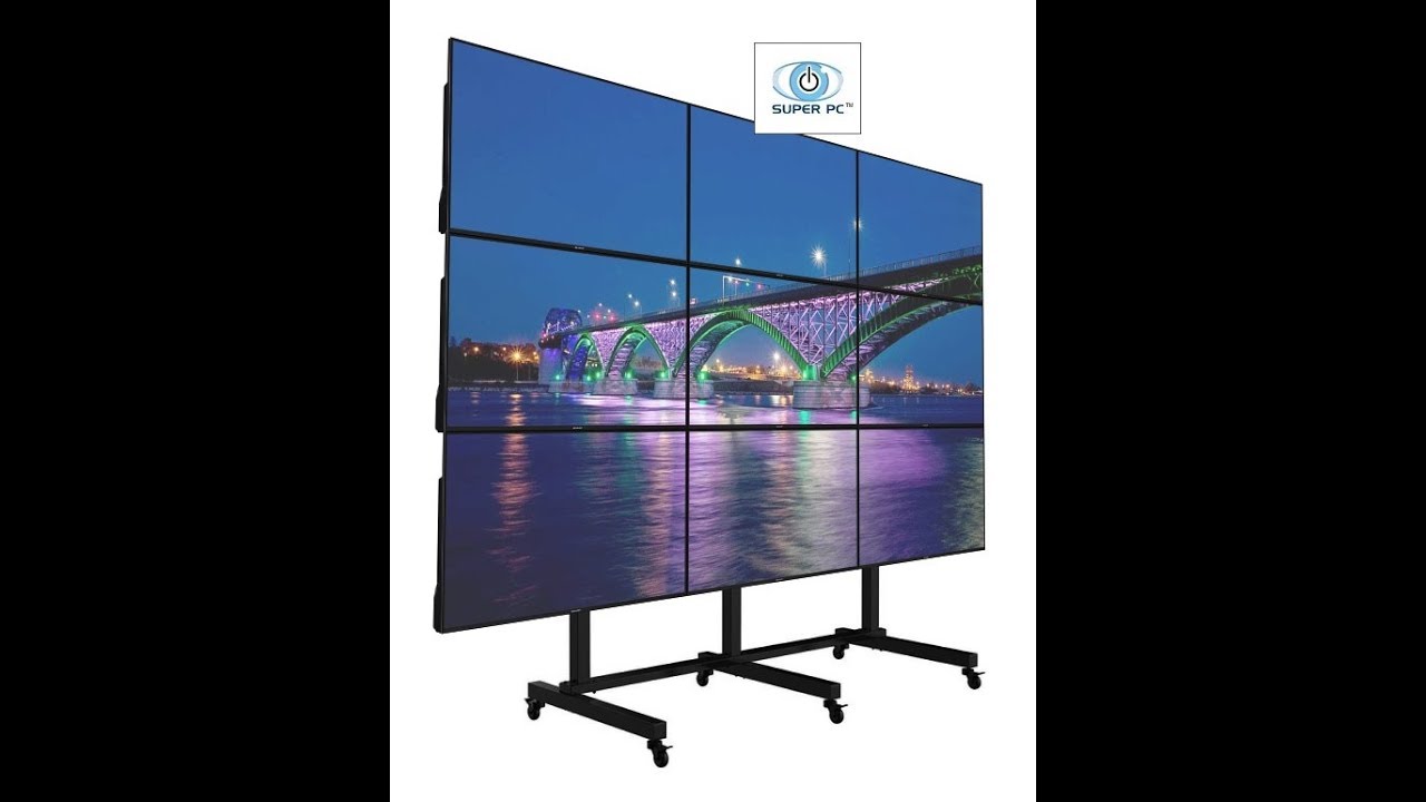 SUPER PC | 3X3 VIDEO WALL FLOOR STAND (Up to 50 Inch Monitors!) - YouTube