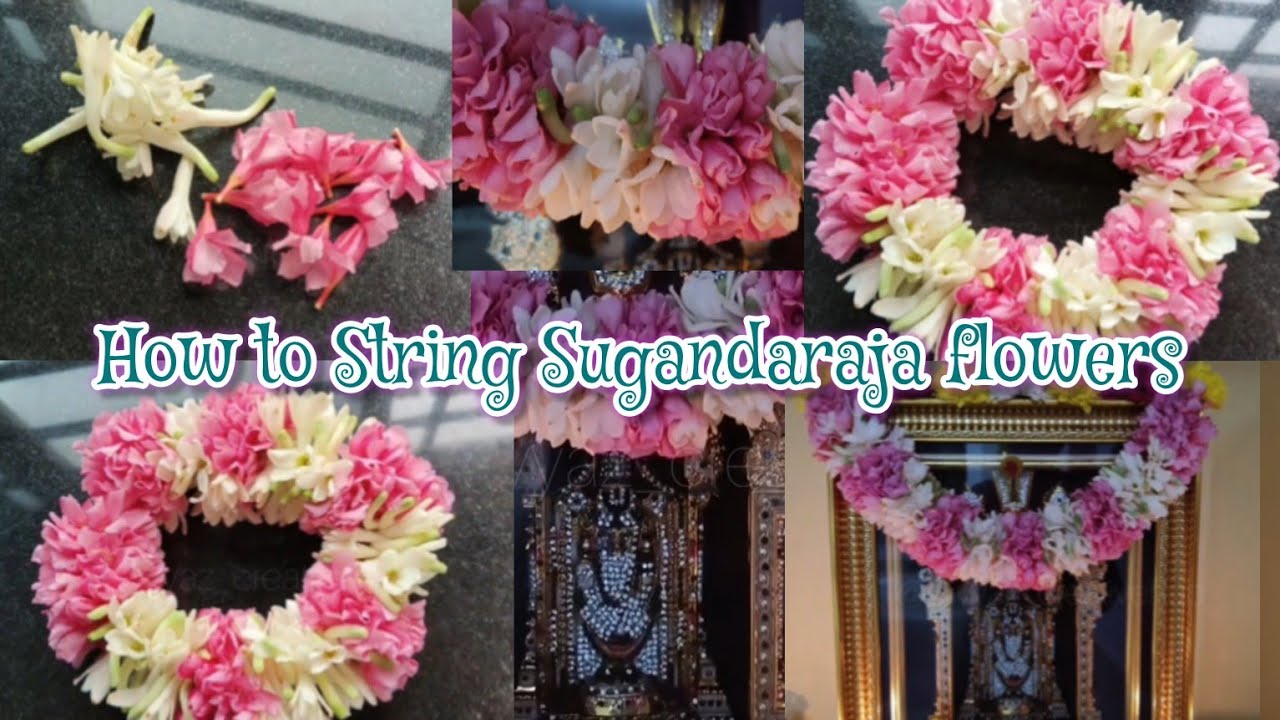 How to String Tuberose & Oleander Flowers | How to make flower Garland ...