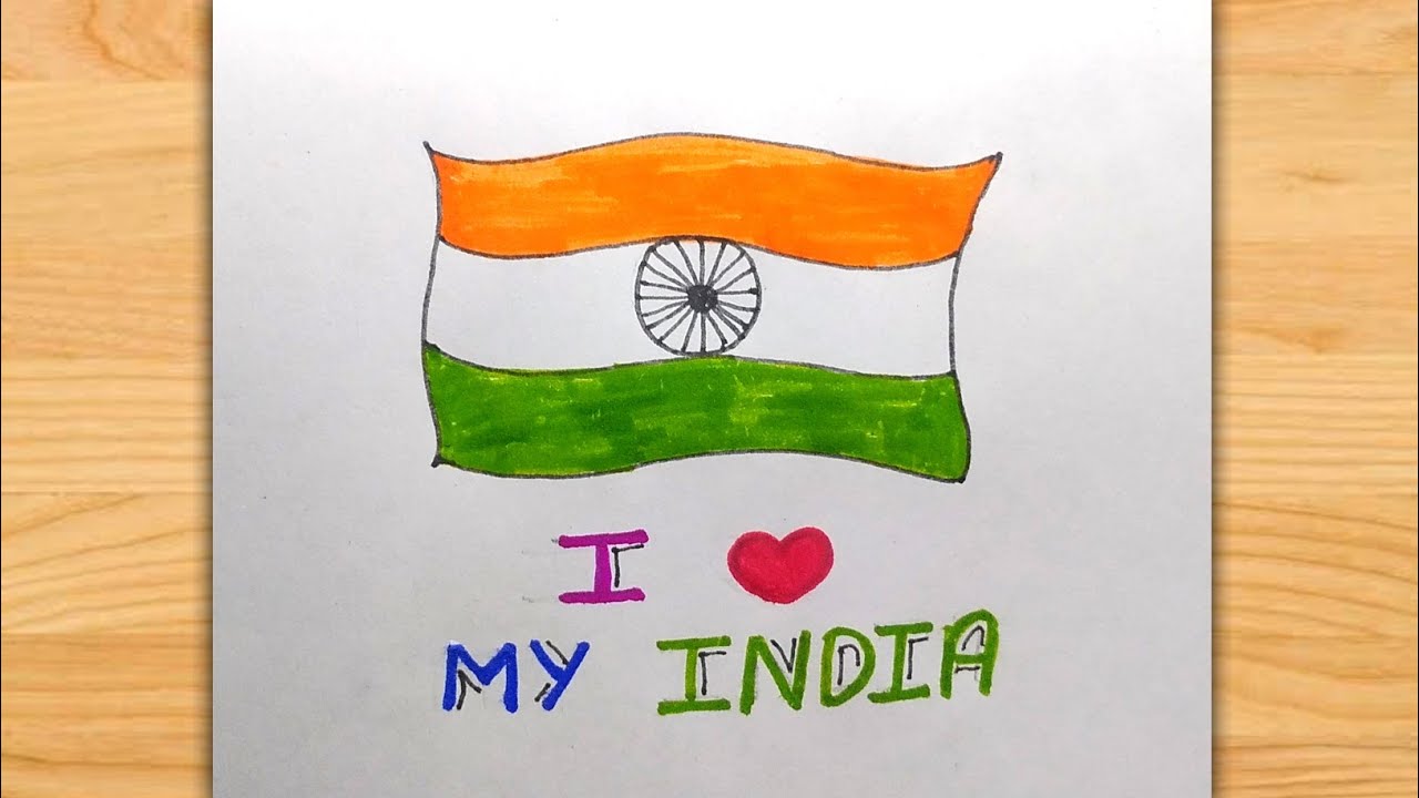 I Love My India Drawing | Flag Drawing | Independence Day Drawing - YouTube