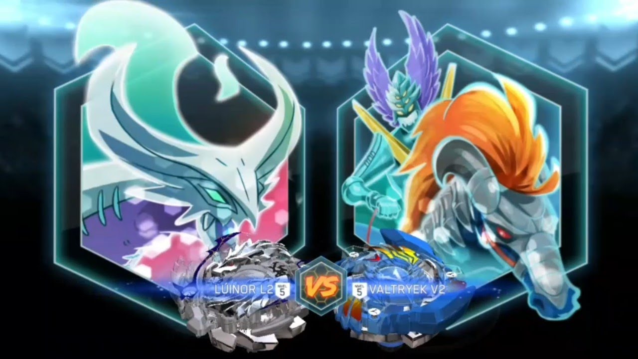 Beyblade burst app~Lui vs Valt (Luinor L2 vs Valtryek V2) - YouTube