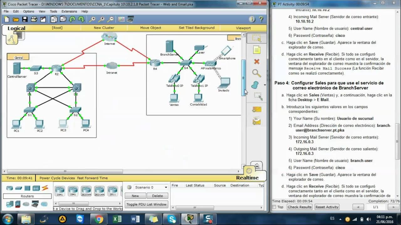 Maira Zambrano-Laboratorio Cisco CCNA_1:10.2.1.8 Packet Tracer Web and Email - YouTube
