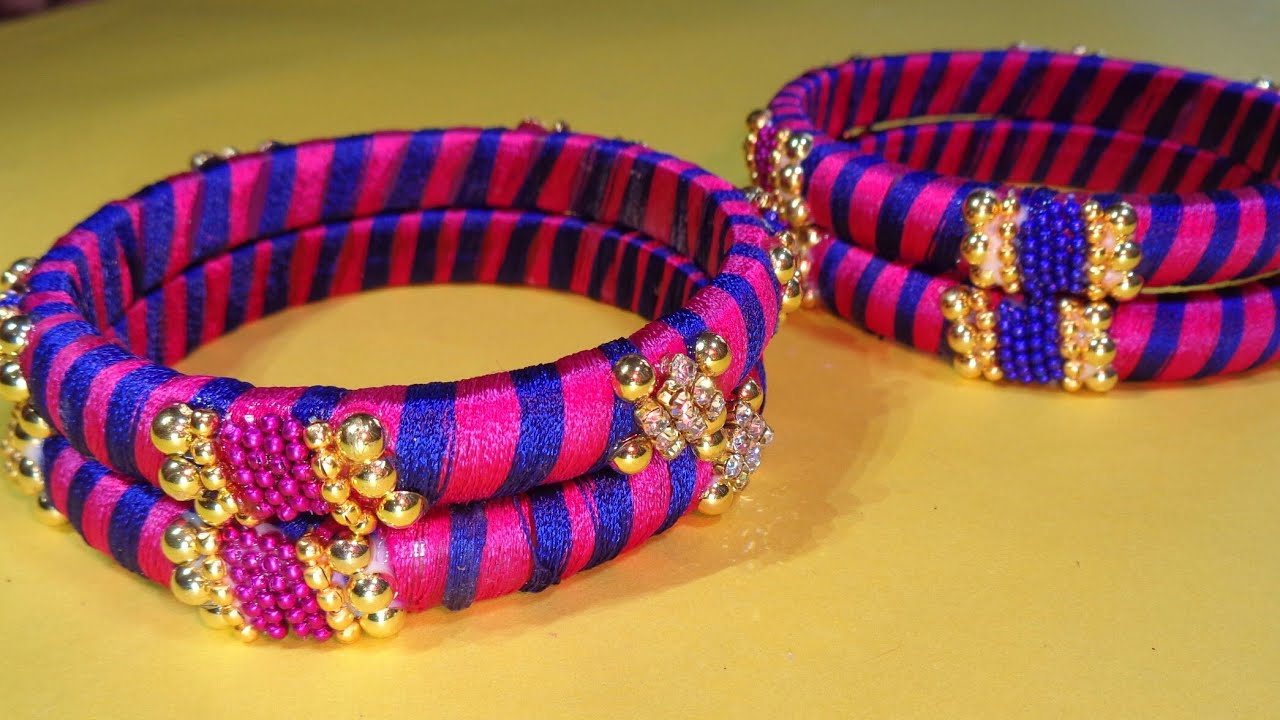 Beautiful Silk Thread bangles | DIY- silk thread bangles - YouTube
