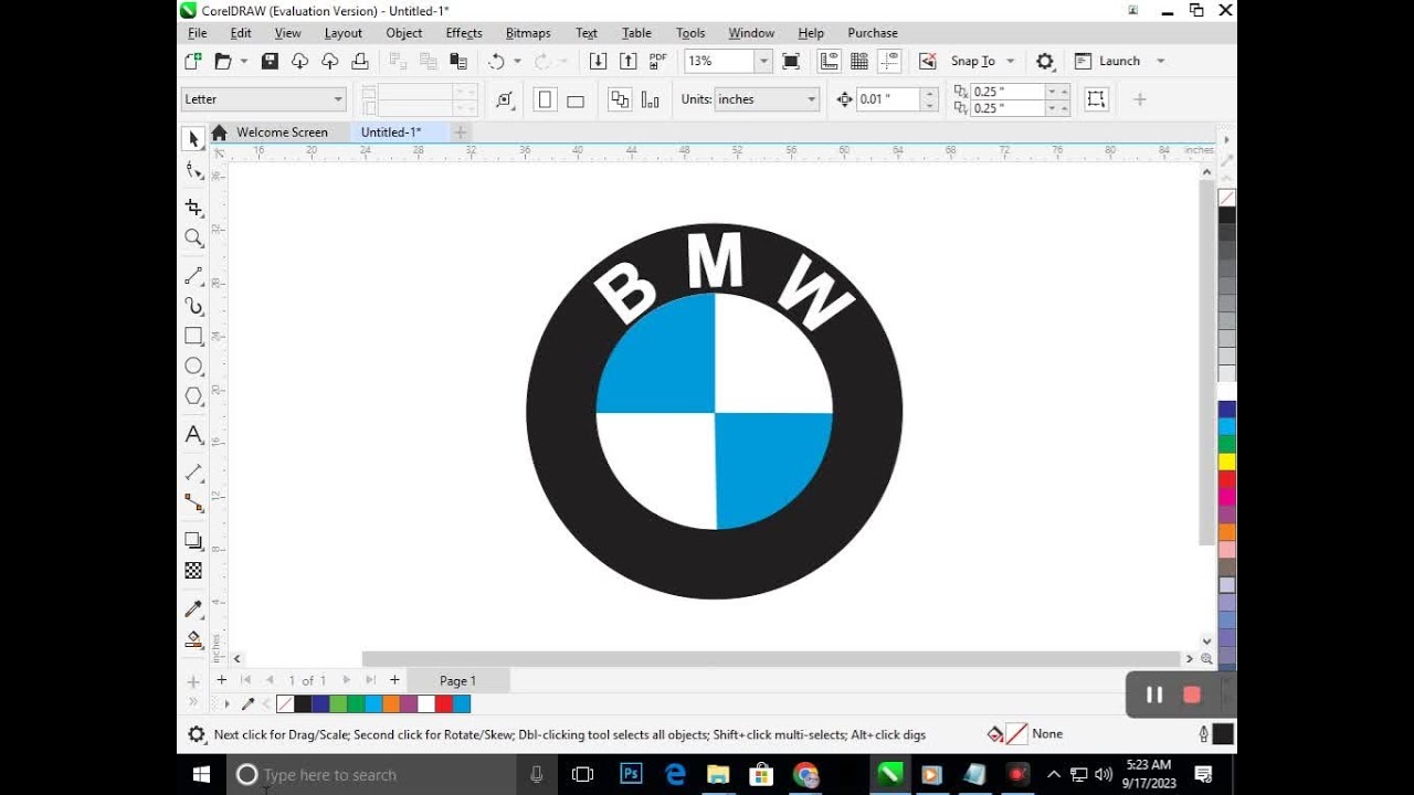 How to make BMW logo in Corel Draw. Corel Draw Tutorial. - YouTube