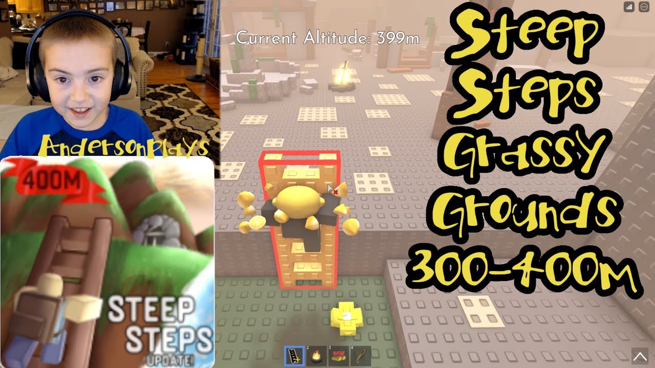AndersonPlays Roblox 🗿[400M] STEEP STEPS - New Grassy Grounds 300m to ...