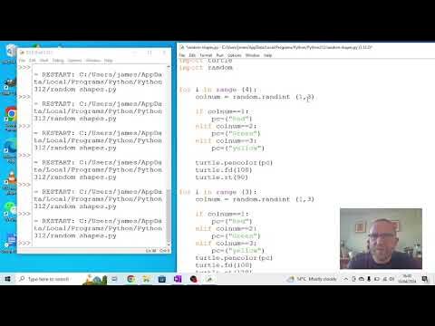 Using random to create colour choices in Python turtle - YouTube