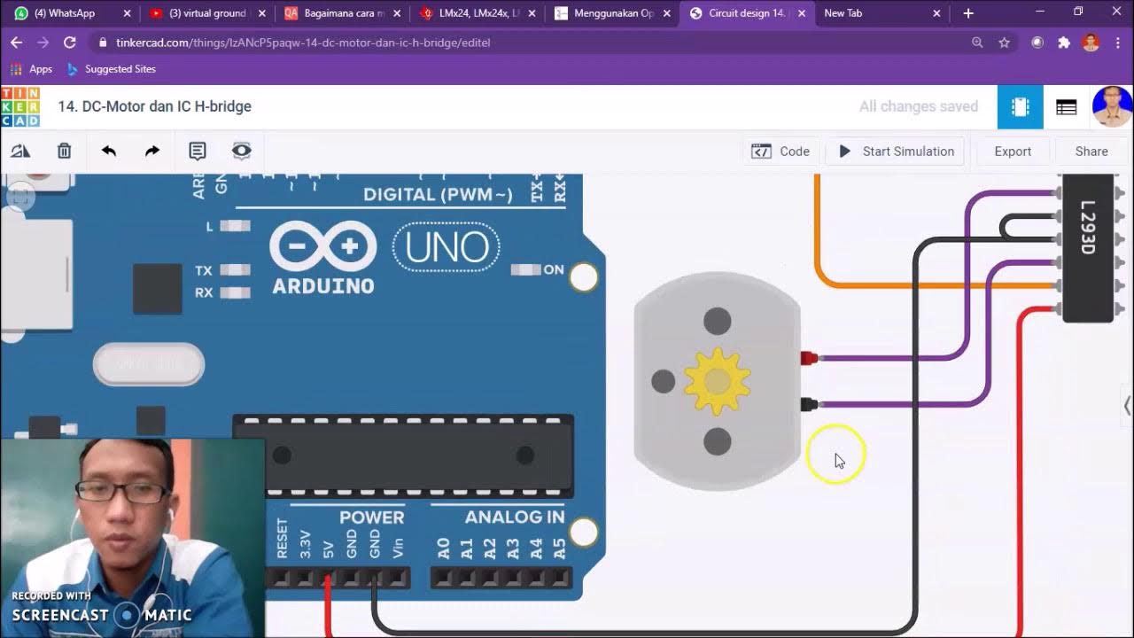 30 . Simulasi Tinkercad Arduino - Jembatan H untuk kendali arah putar ...