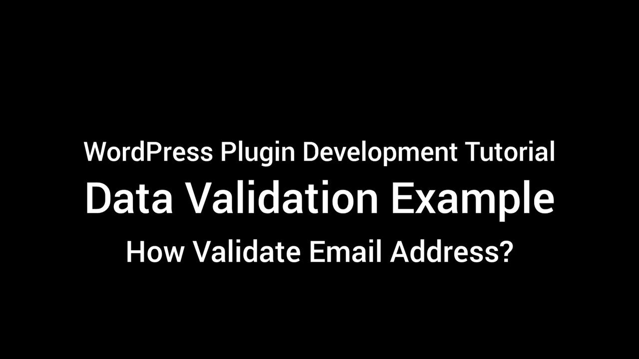 VALIDATE Your Data in WordPress Plugin Development FAST? - YouTube