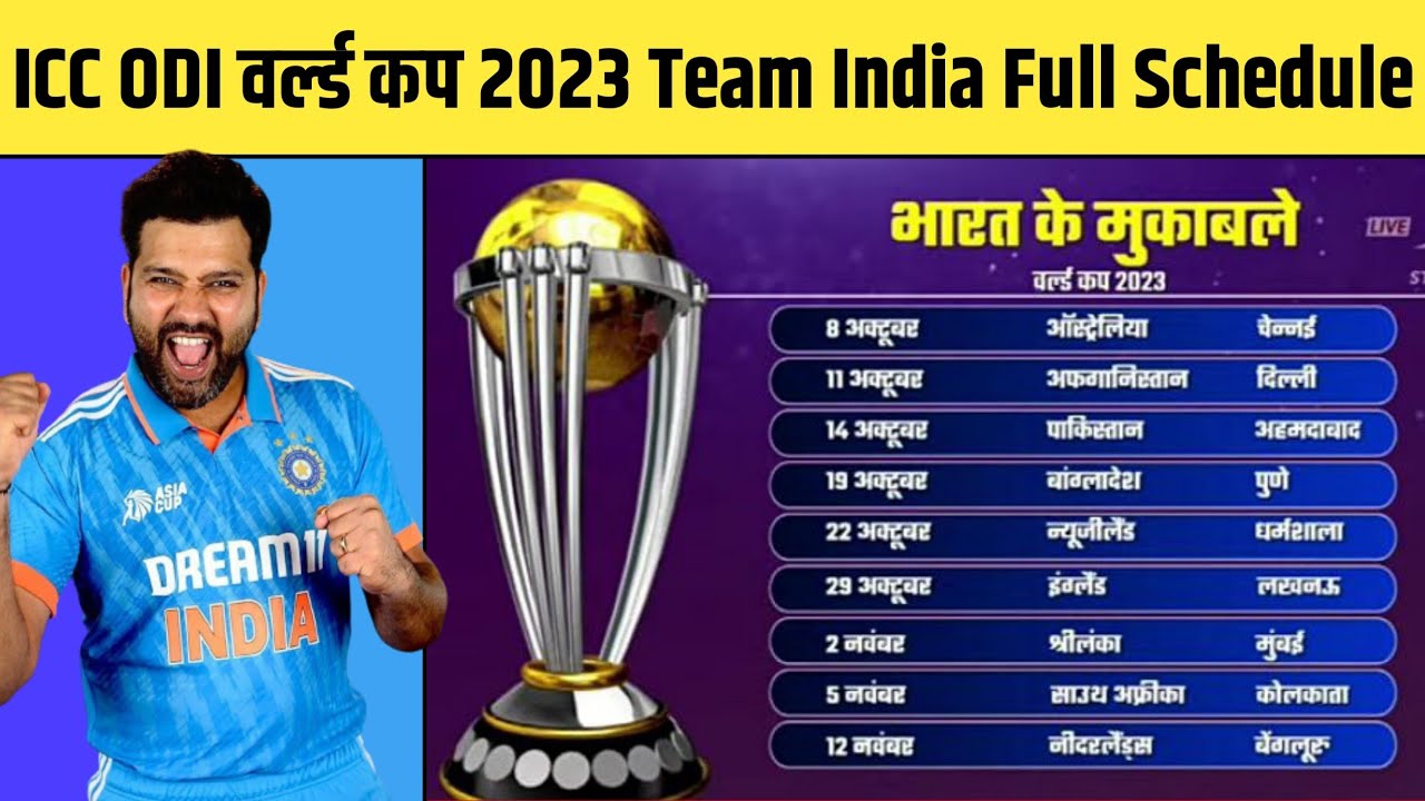 India World Cup Schedule 2023 | ICC ODI World Cup Team India Full ...