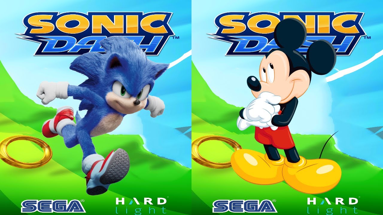 Sonic Dash vs Mickey Mouse Run - Movie Sonic vs All Bosses Eggman Zazz ...