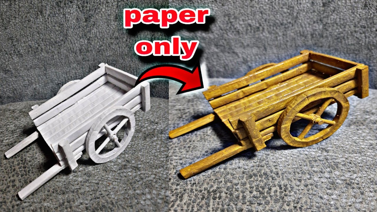Making miniature cart out of paper diorama - YouTube