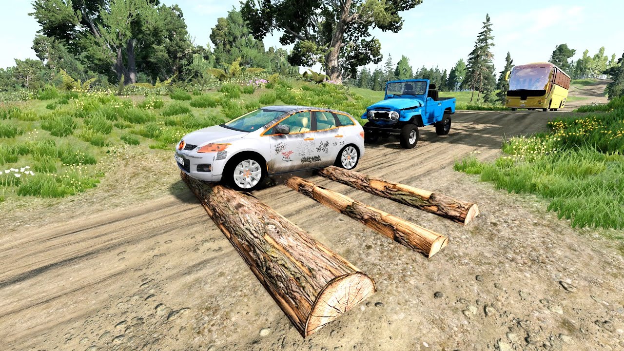 Cars vs Fallen Tree beamng drive ☆ beamng-cars TV - YouTube