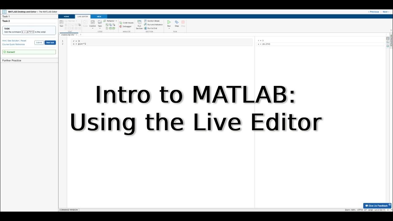 Intro to MATLAB: Onramp - Lesson 5 (Using the Live Editor) - YouTube