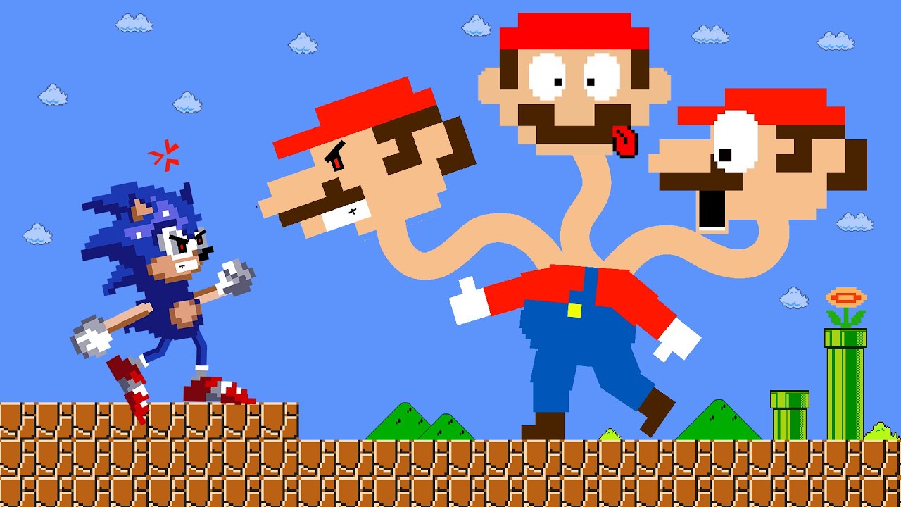 GameUp: Sonic vs the Giant Zombies Three Head Mario Head - YouTube