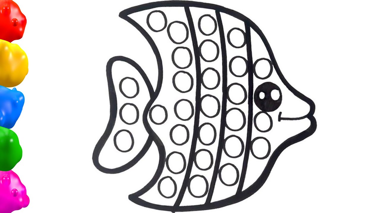 Pop it Fish Drawing, Painting & Coloring For Kids and Toddlers_ Child ...